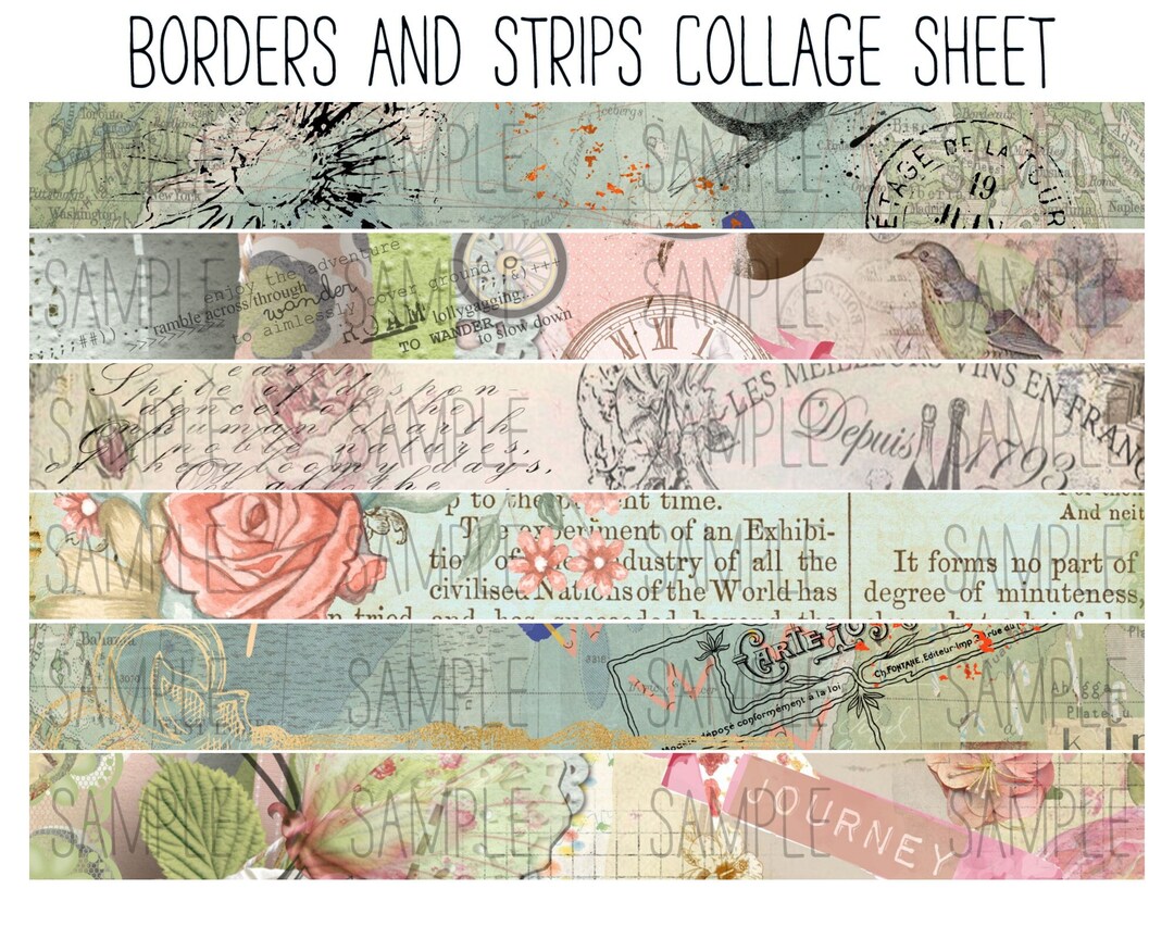 Digital Washi Tape Borders and Strips Collage Sheets Junk - Etsy
