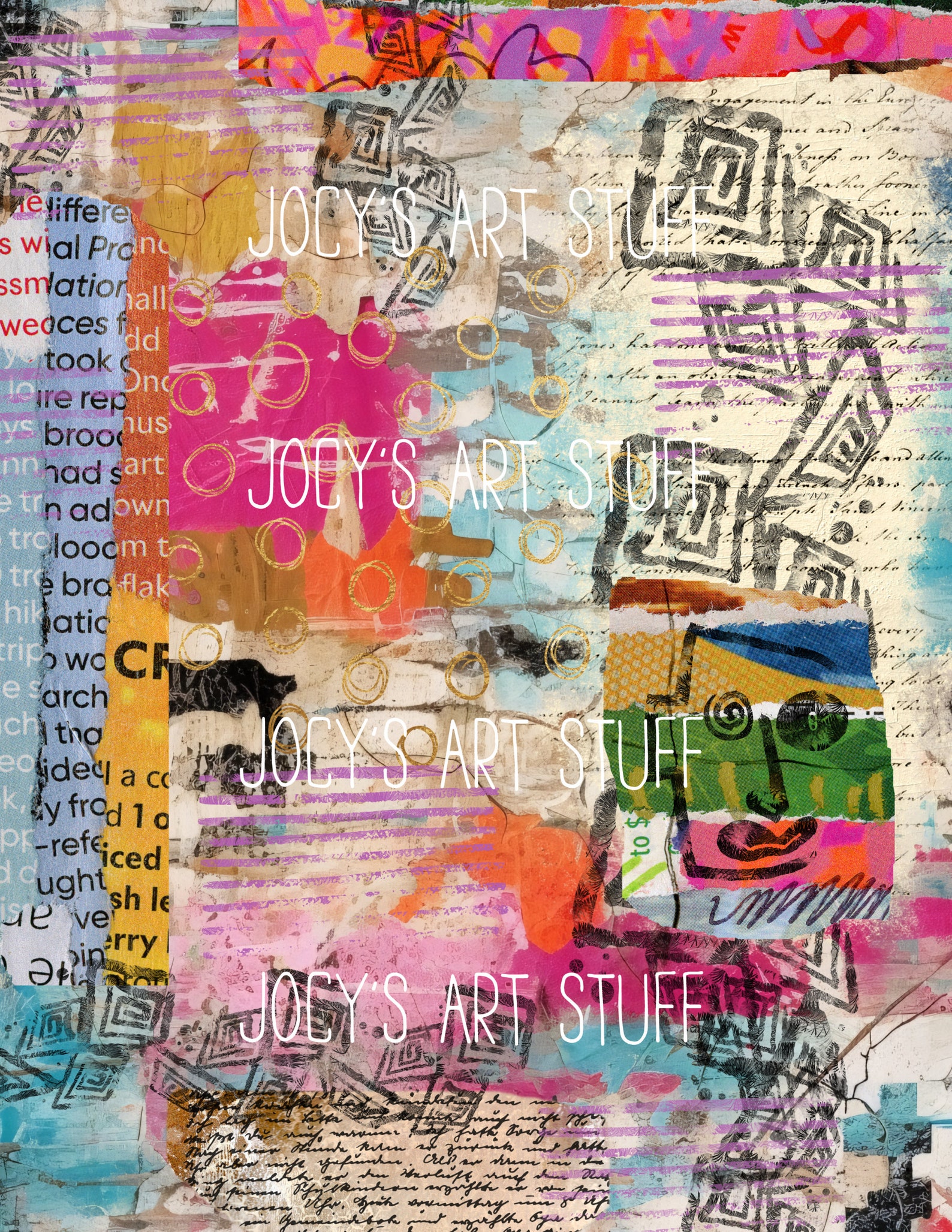 Digital Collage Backgrounds, Collage Tear Sheets, Printable Papers ...