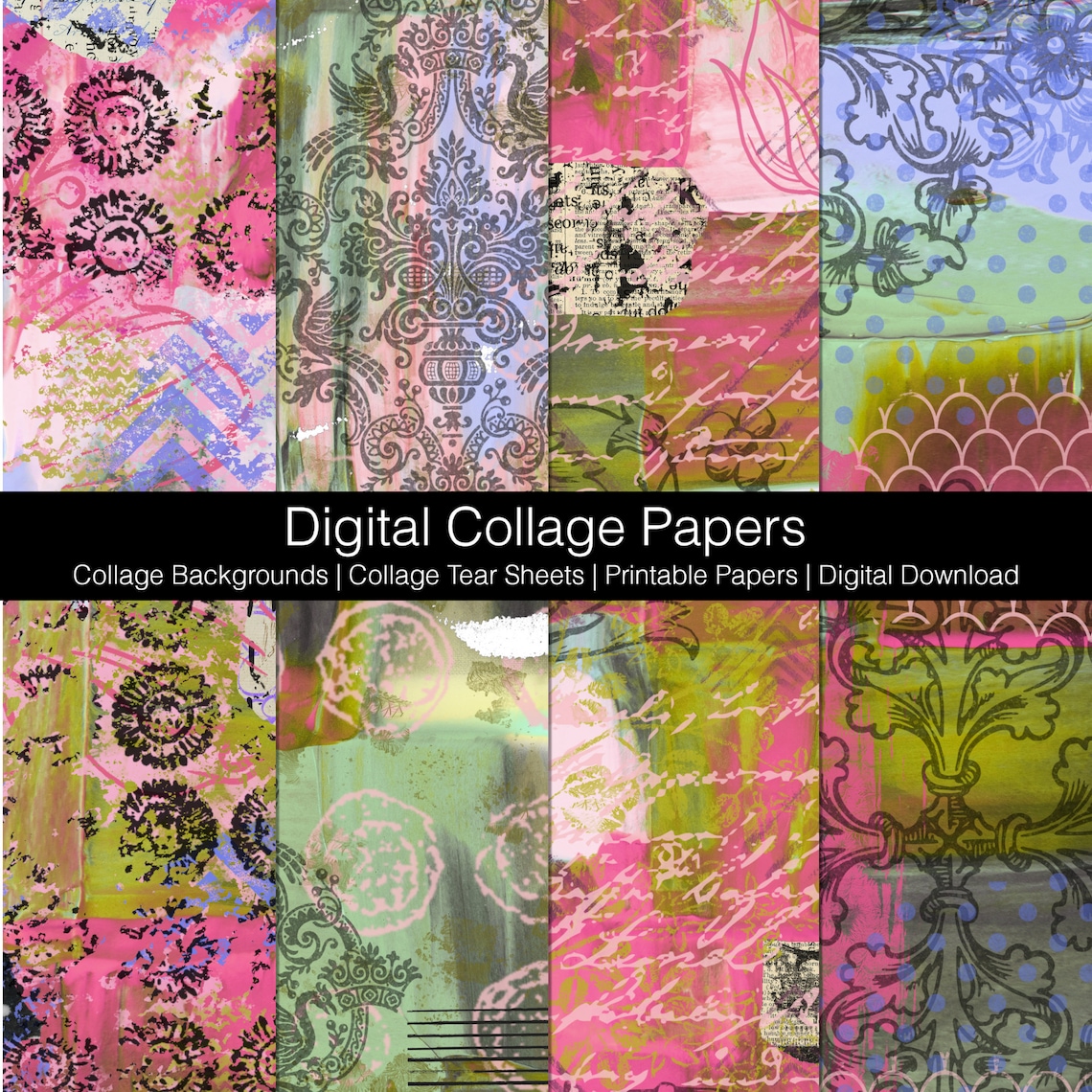 Digital Collage Backgrounds Collage Tear Sheets Printable Papers ...