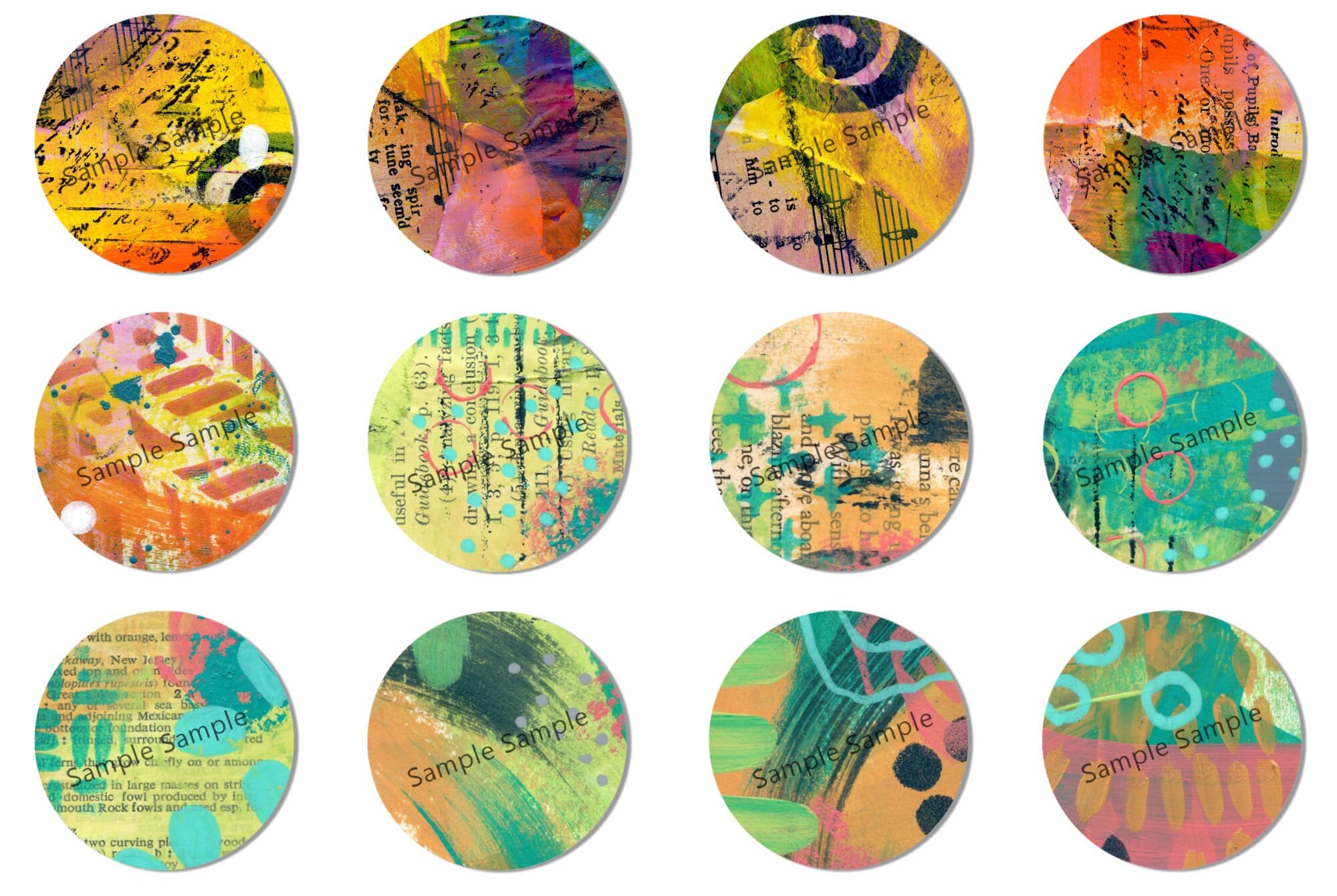 Circle Collage Sheets for Art Journaling Junk Journaling Fodder Digital ...