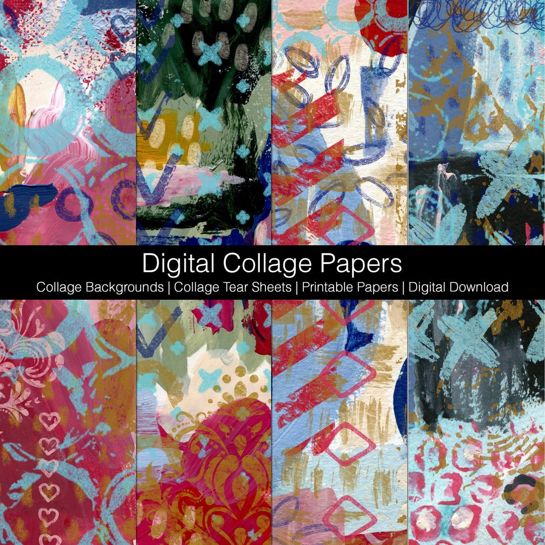 Digital Collage Backgrounds | Collage Tear Sheets | Printable Papers ...