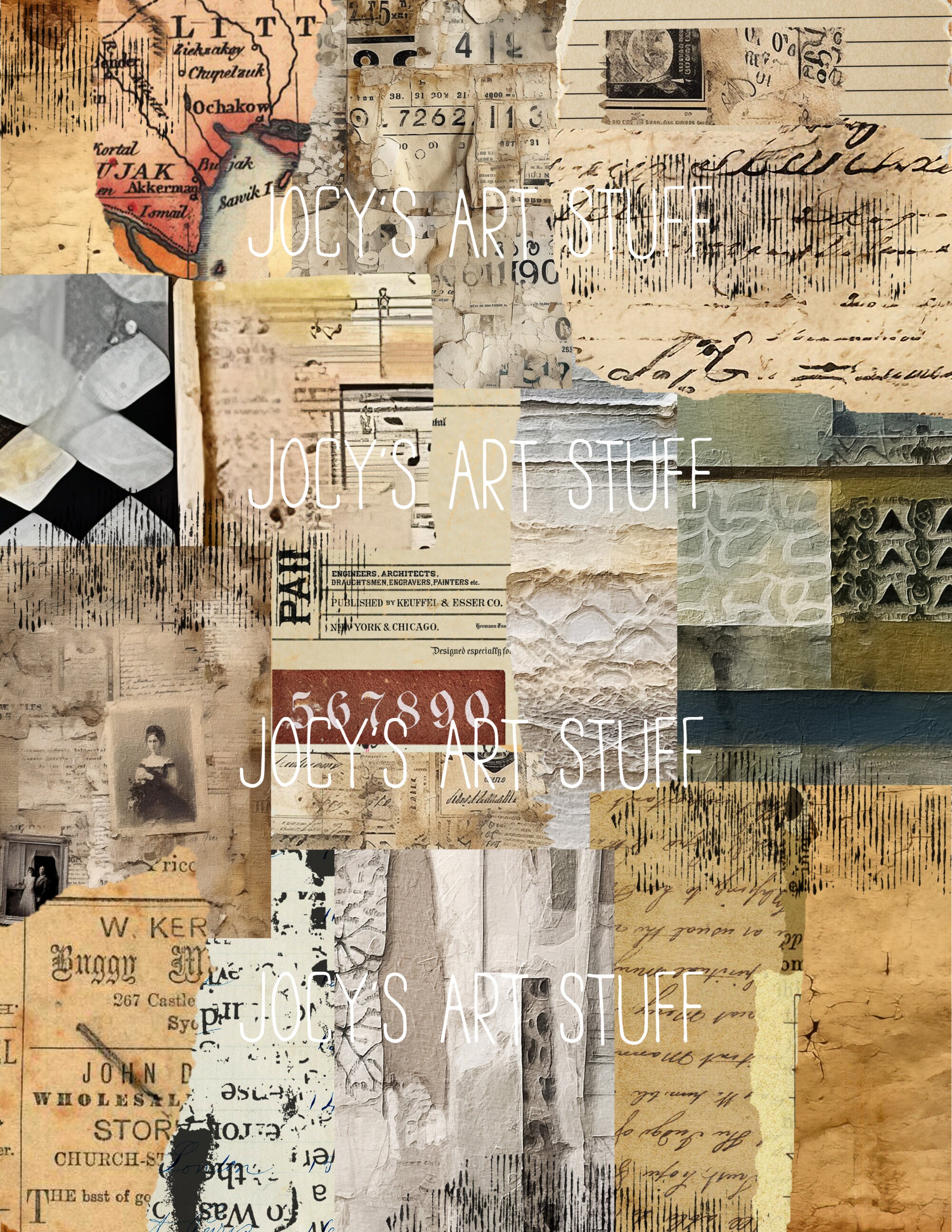 Digital Collage Backgrounds, Collage Tear Sheets, Digital Download ...