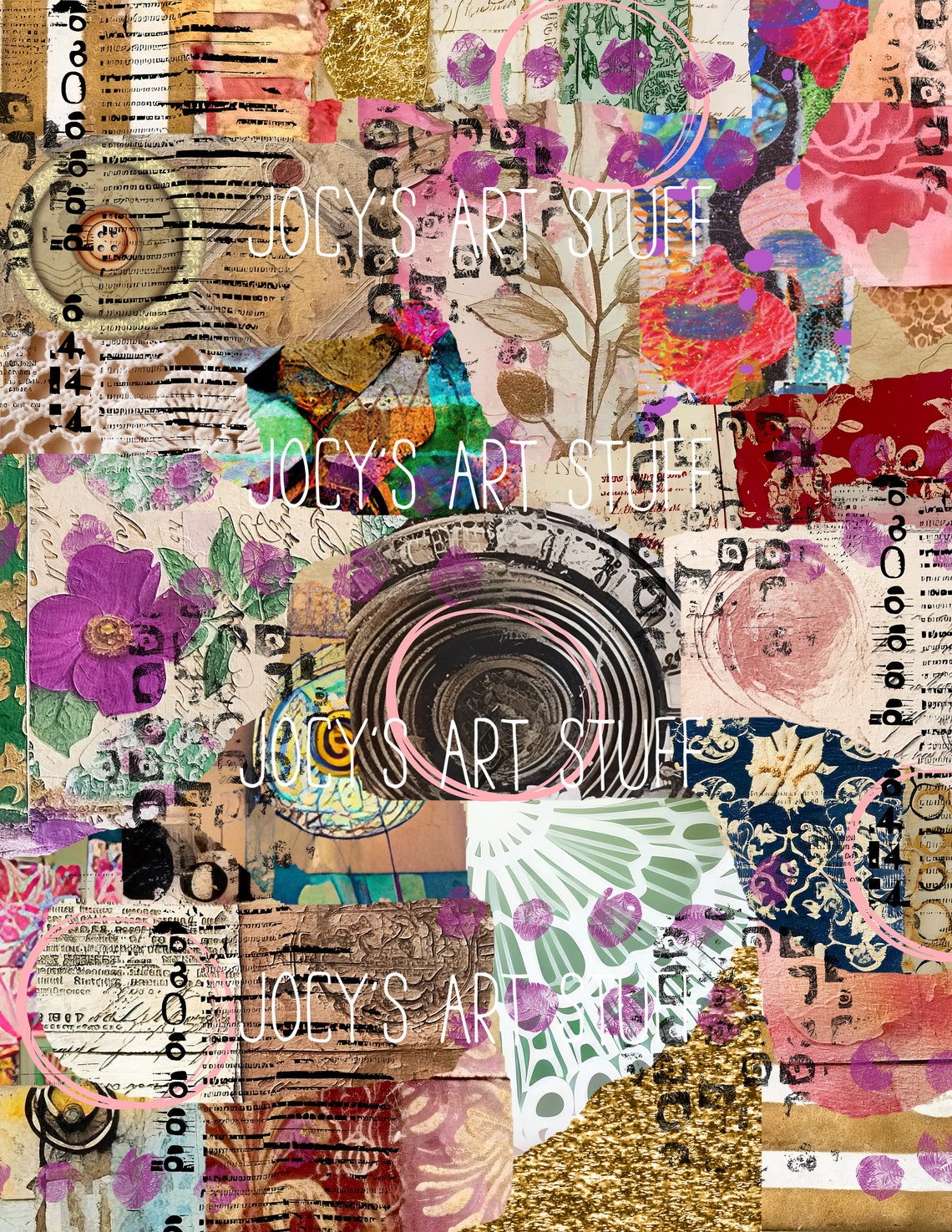 Digital Collage Backgrounds, Collage Tear Sheets, Printable Papers ...