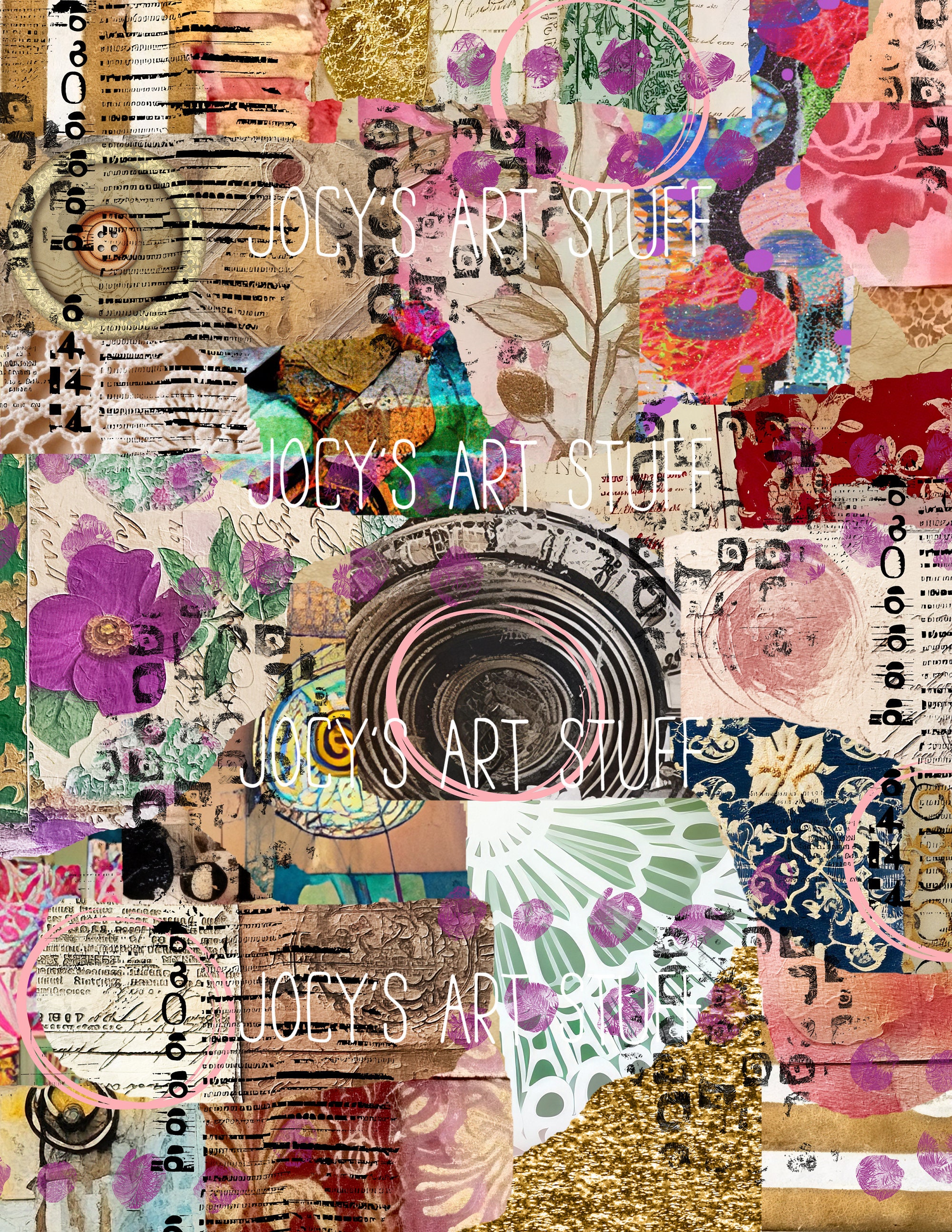 Digital Collage Backgrounds, Collage Tear Sheets, Printable Papers ...
