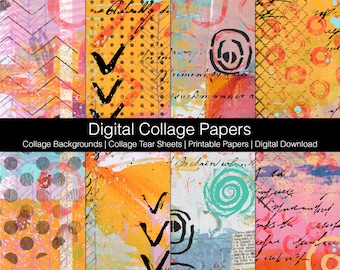 Digital Collage Backgrounds Collage Tear Sheets Printable Papers ...