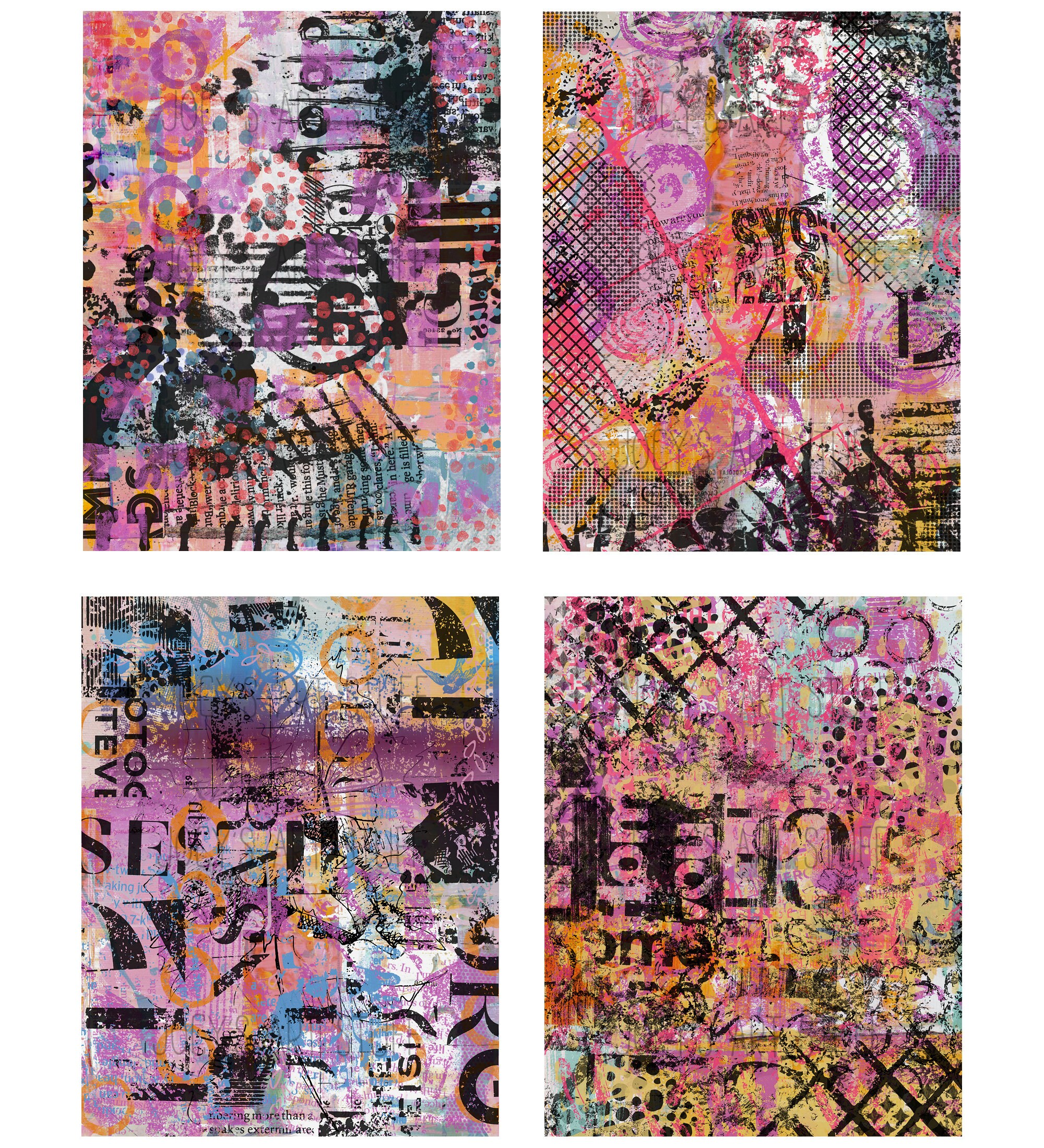 Digital Collage Backgrounds | Collage Tear Sheets | Printable Papers ...