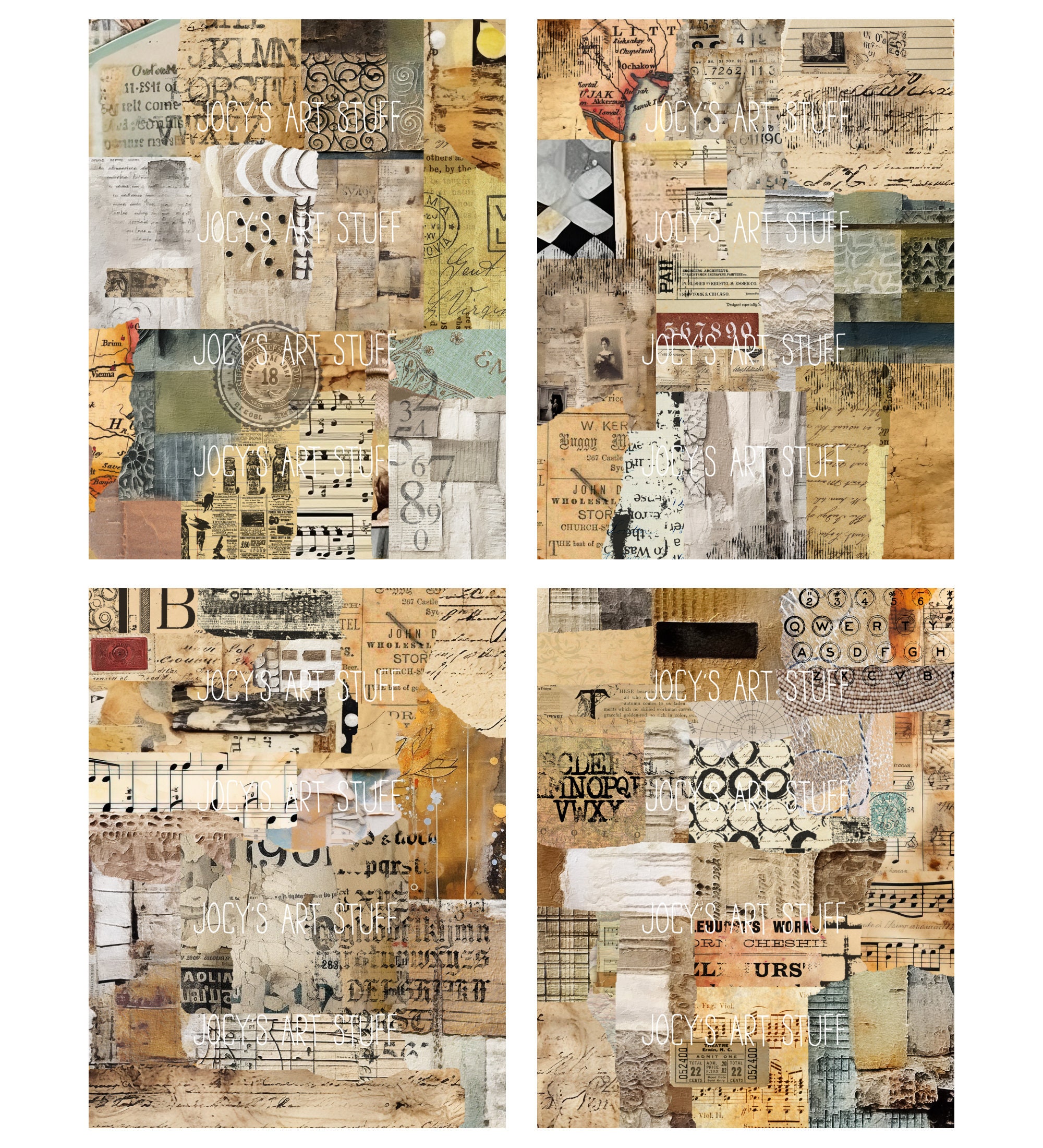 Digital Collage Backgrounds, Collage Tear Sheets, Digital Download ...