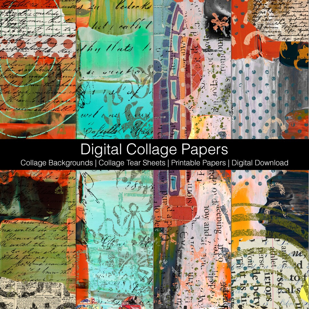 Digital Collage Backgrounds | Collage Tear Sheets | Printable Papers ...