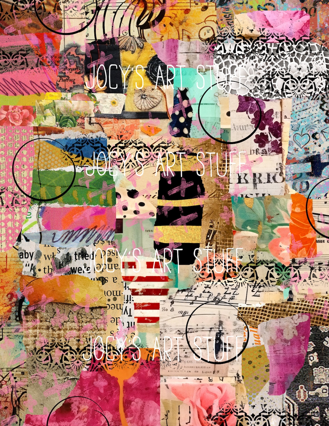 Digital Collage Backgrounds, Collage Tear Sheets, Printable Papers ...