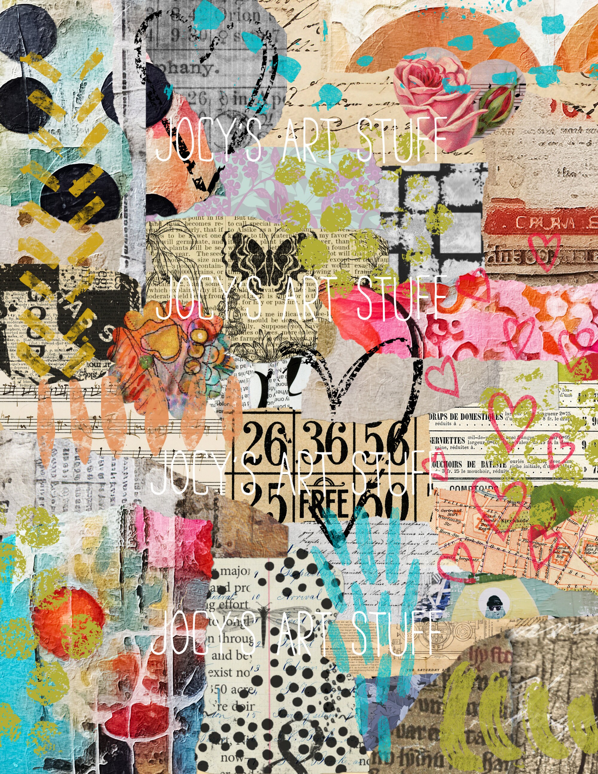 Digital Collage Backgrounds, Collage Tear Sheets, Bits and Pieces ...