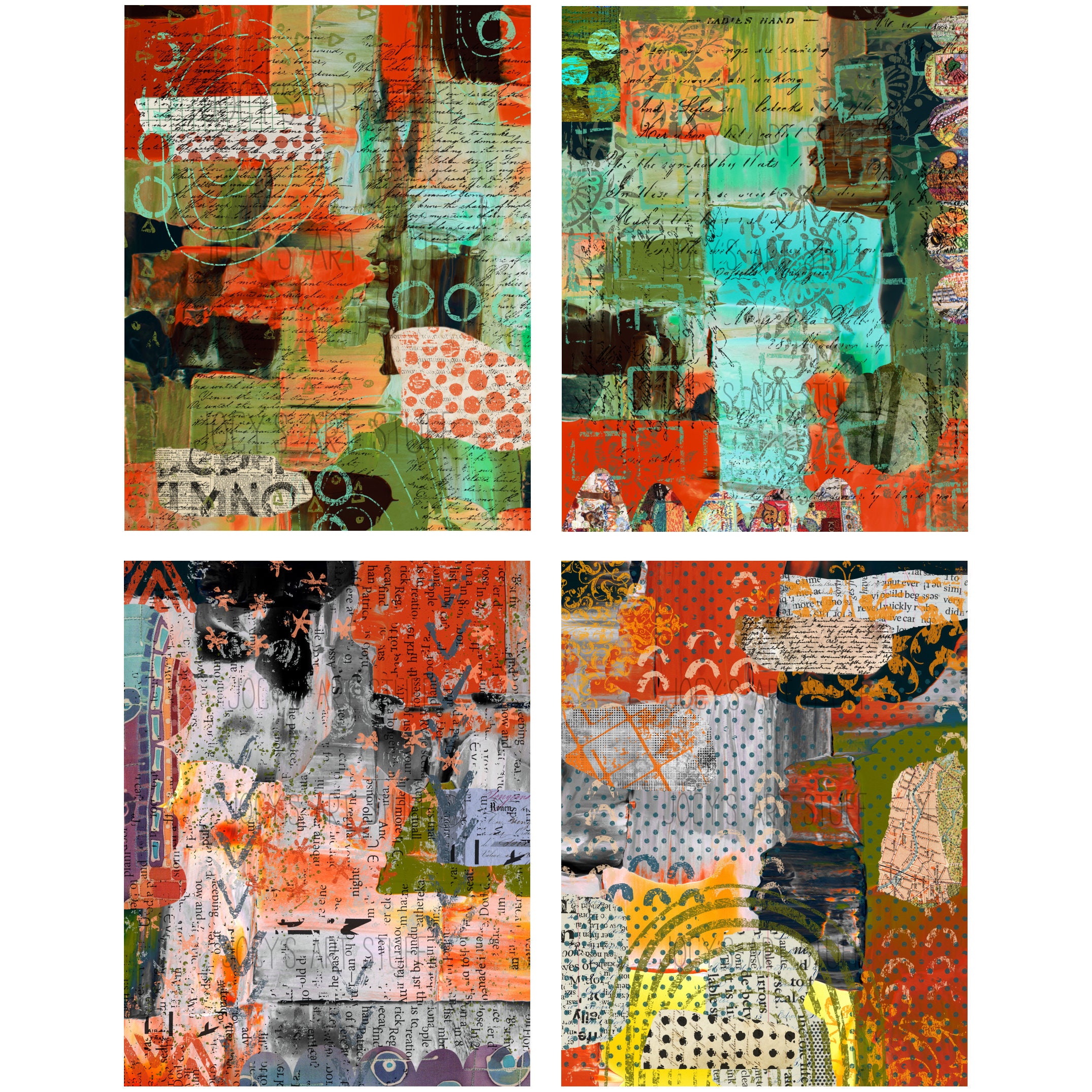 Digital Collage Backgrounds | Collage Tear Sheets | Printable Papers ...