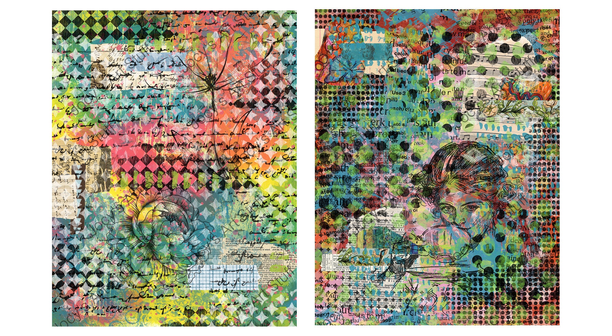 Digital Collage Backgrounds Collage Tear Sheets Printable Papers ...