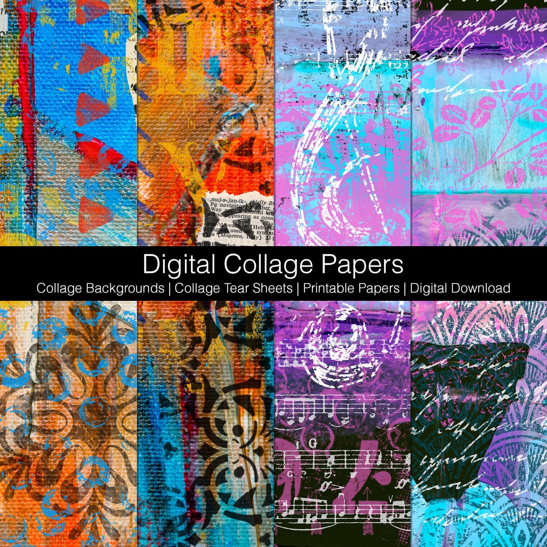 Digital Collage Backgrounds | Collage Tear Sheets | Printable Papers ...