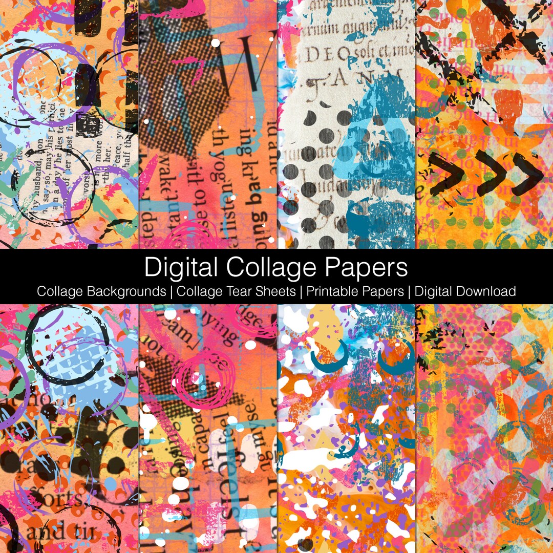 Digital Collage Backgrounds | Collage Tear Sheets | Printable Papers ...