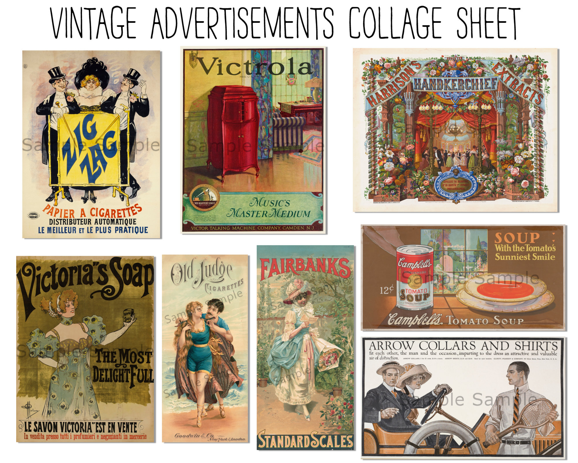 Vintage Advertisements Collage Sheet Digital Download | Etsy