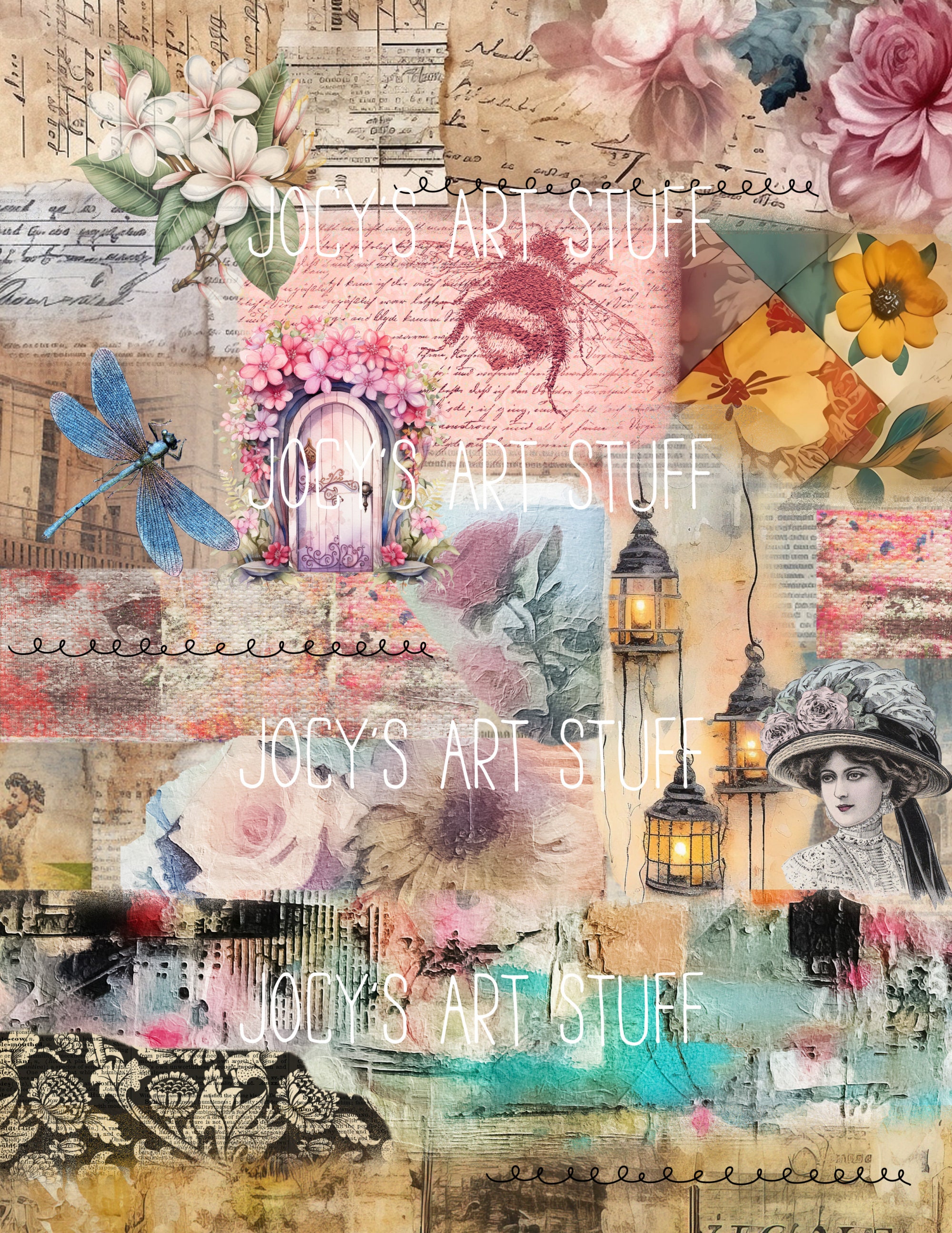 Digital Collage Backgrounds, Collage Tear Sheets, Digital Download ...