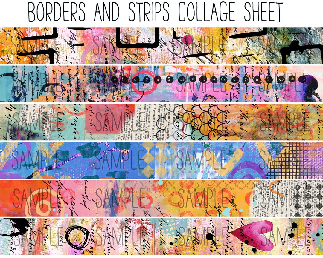 Digital Washi Tape Borders and Strips Collage Sheets Junk - Etsy