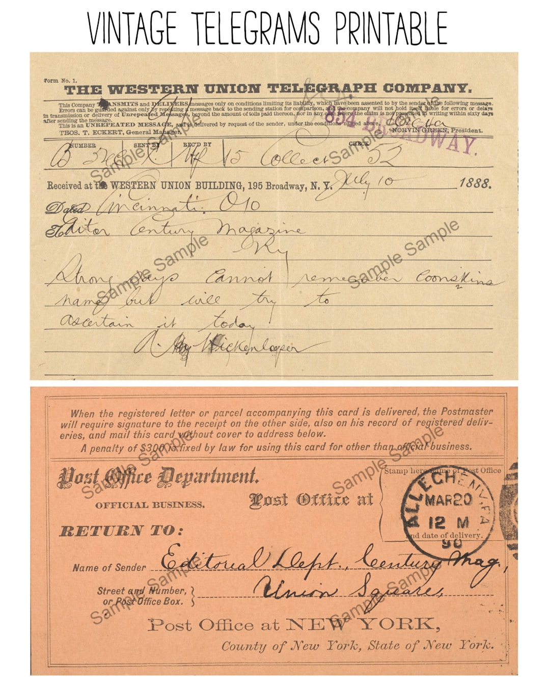 Vintage Telegrams Printable Papers for Junk Journaling, Art Journaling ...