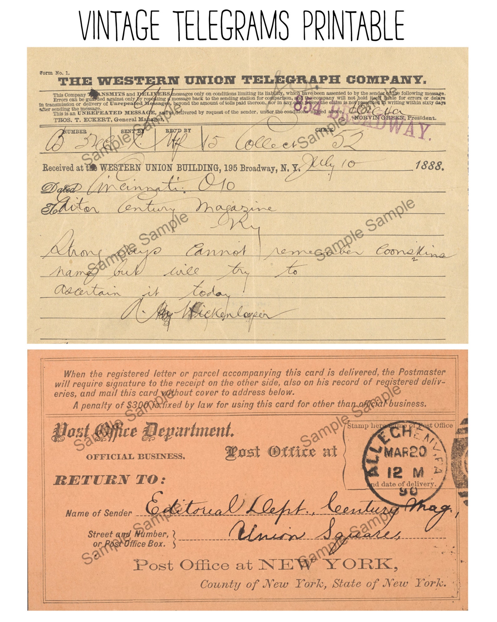 Vintage Telegrams Printable Papers for Junk Journaling, Art Journaling ...