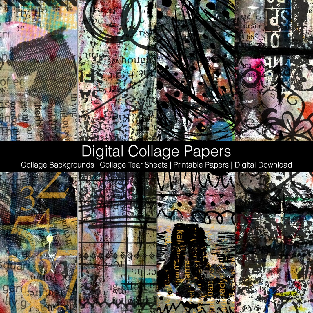 Digital Collage Backgrounds | Collage Tear Sheets | Printable Papers ...