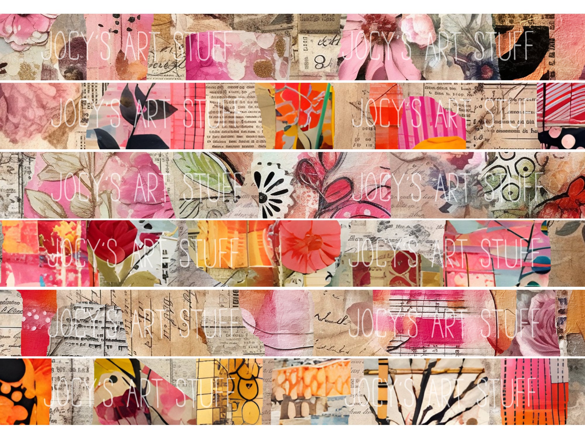 Digital Washi Tape, Borders and Strips Collage Sheets, Washi Tape, Junk Journal, Art Journal ...