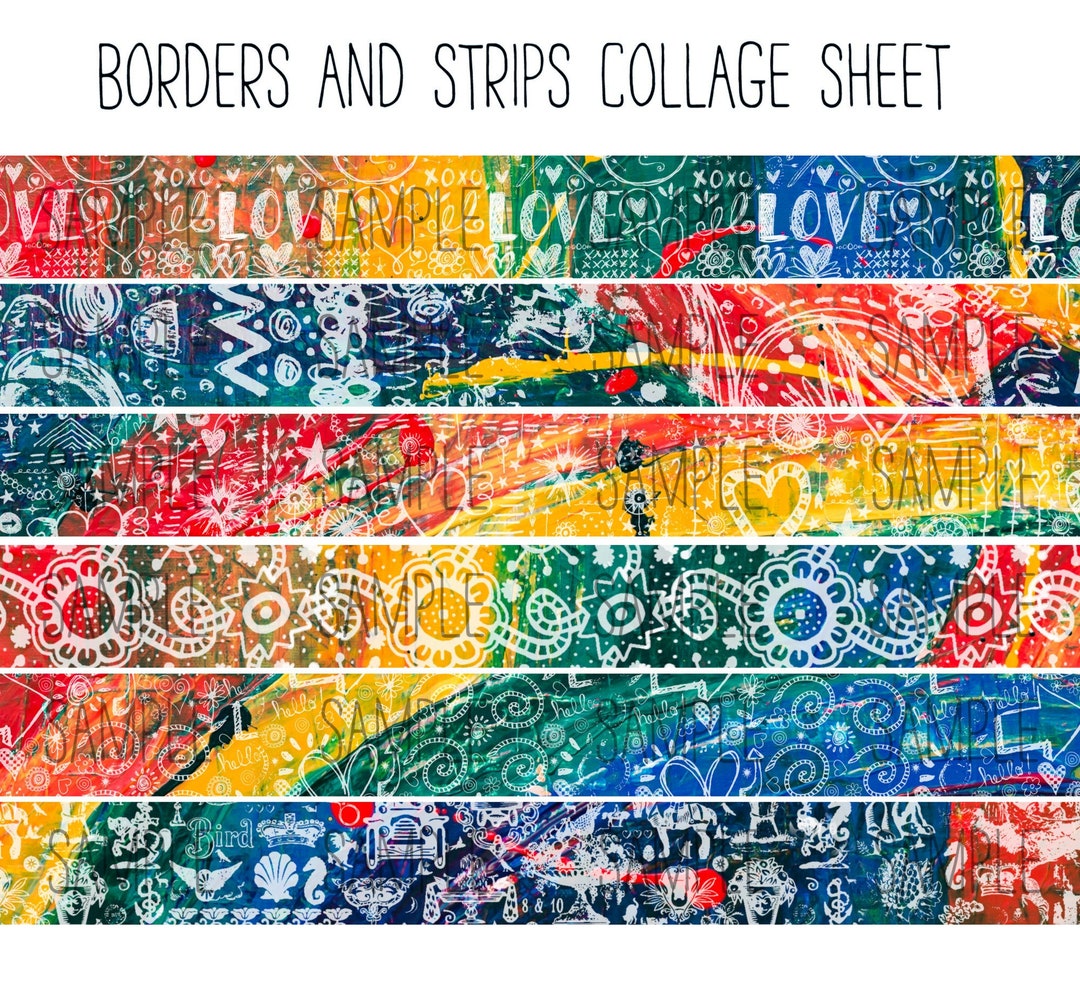 Digital Washi Tape Borders and Strips Collage Sheets Junk - Etsy
