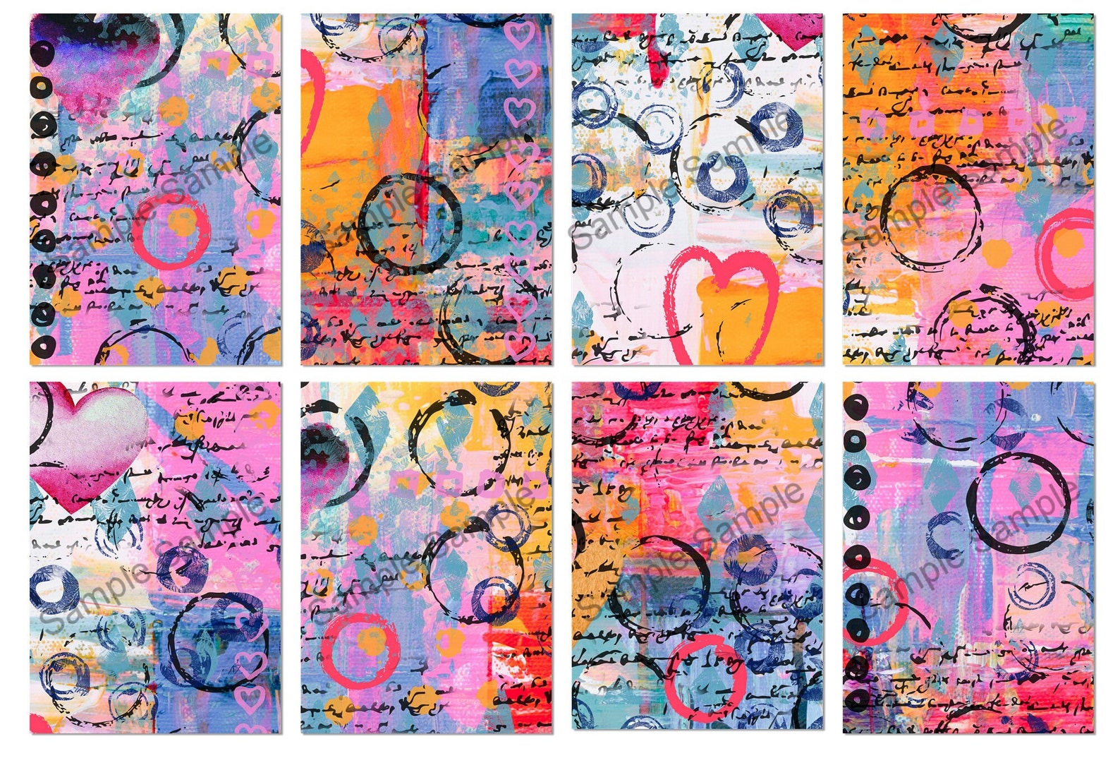 ATC Sized Digital Collage Sheets | Decorative Backgrounds | Instant ...