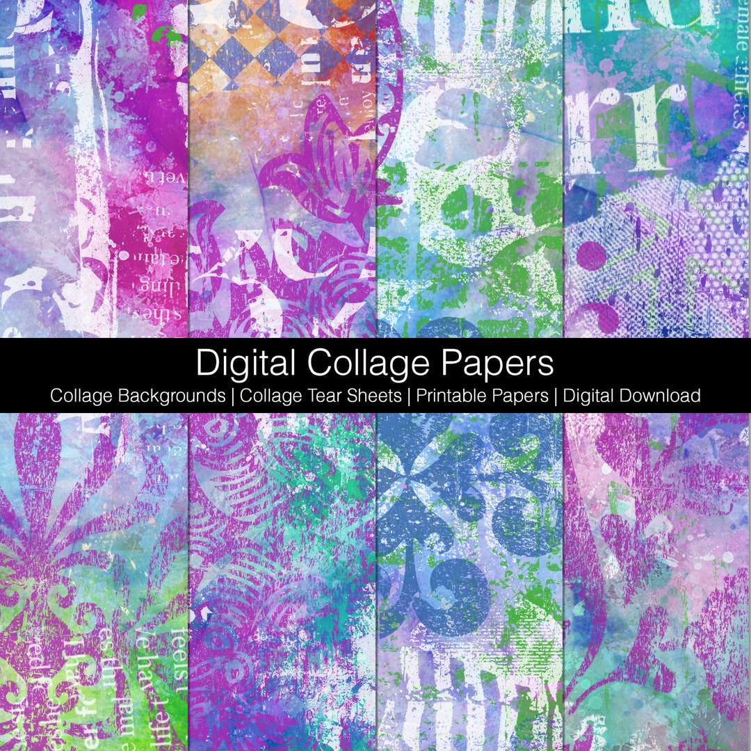 Digital Collage Backgrounds | Collage Tear Sheets | Printable Papers ...