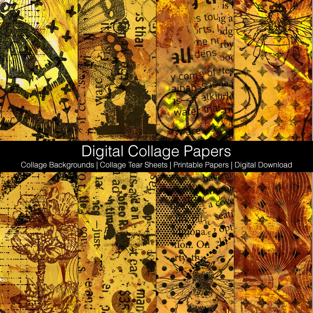 Digital Collage Backgrounds, Collage Tear Sheets, Printable Papers ...