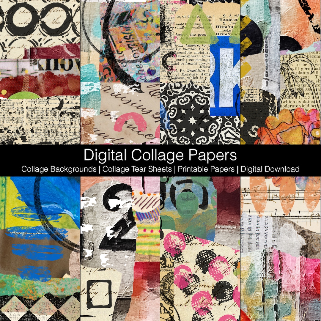 Digital Collage Backgrounds, Collage Tear Sheets, Bits and Pieces ...