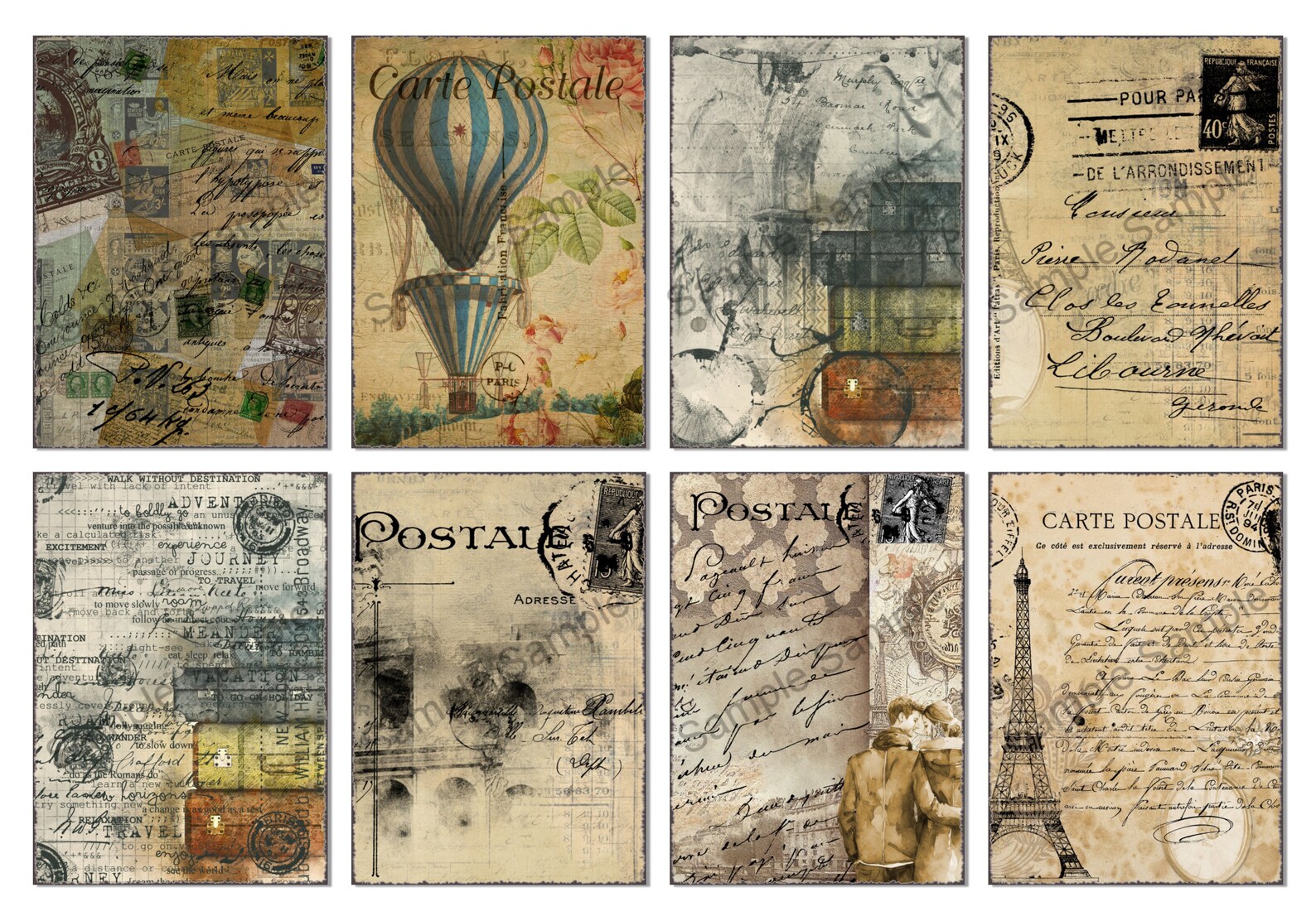 ATC Sized Collage Sheet | Travels ATC Set | Digital Download Printable ...