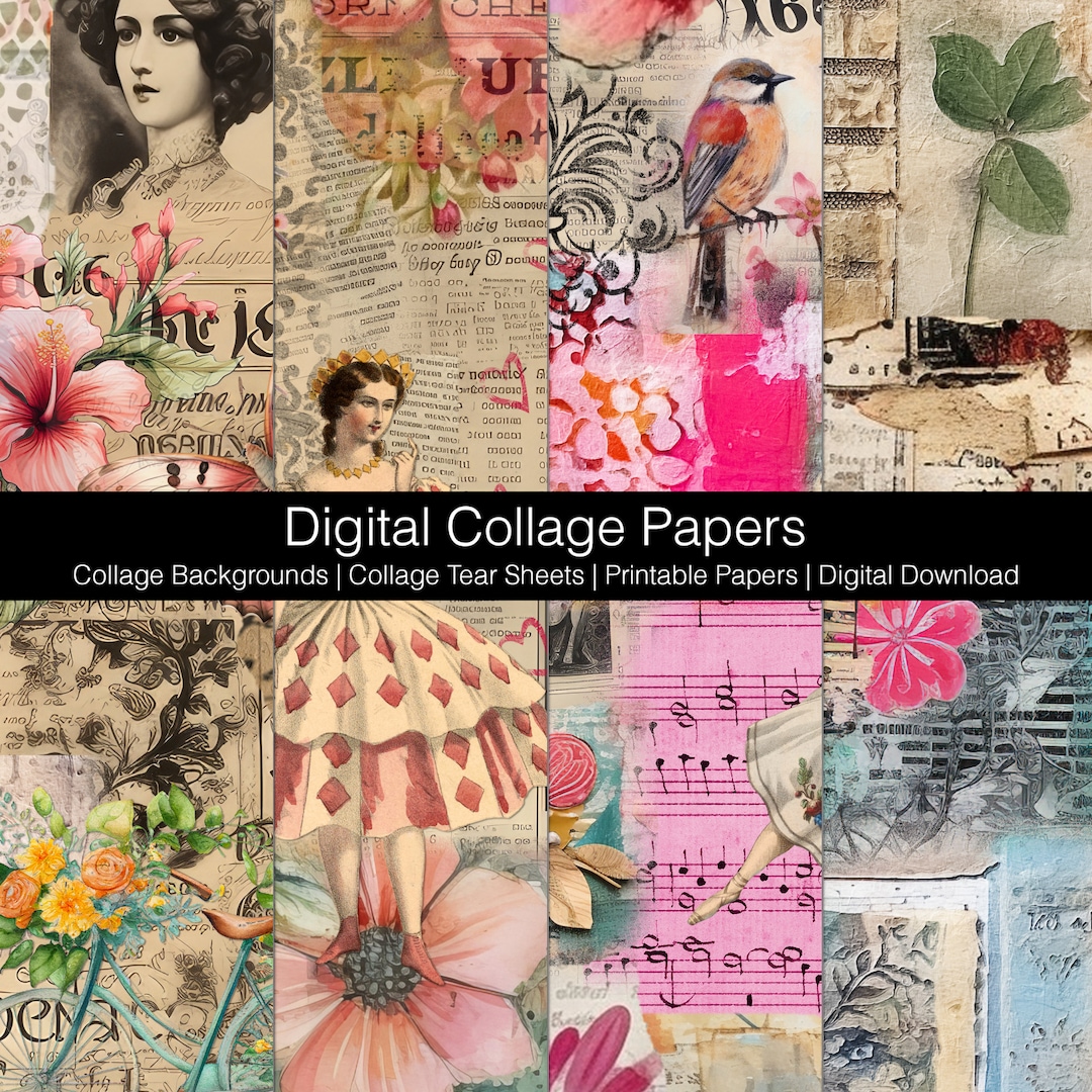 Digital Collage Backgrounds, Collage Tear Sheets, Bits and Pieces ...