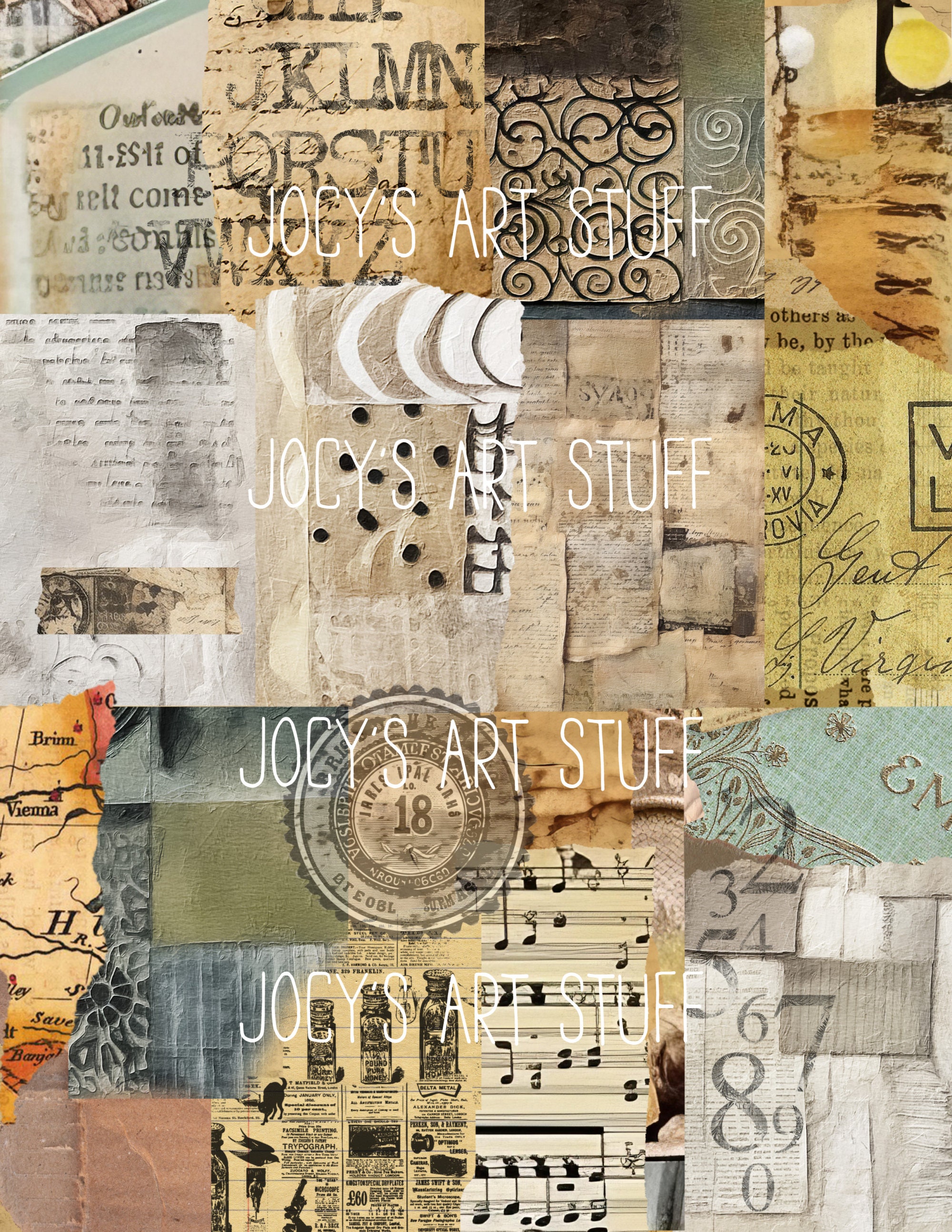 Digital Collage Backgrounds, Collage Tear Sheets, Digital Download ...
