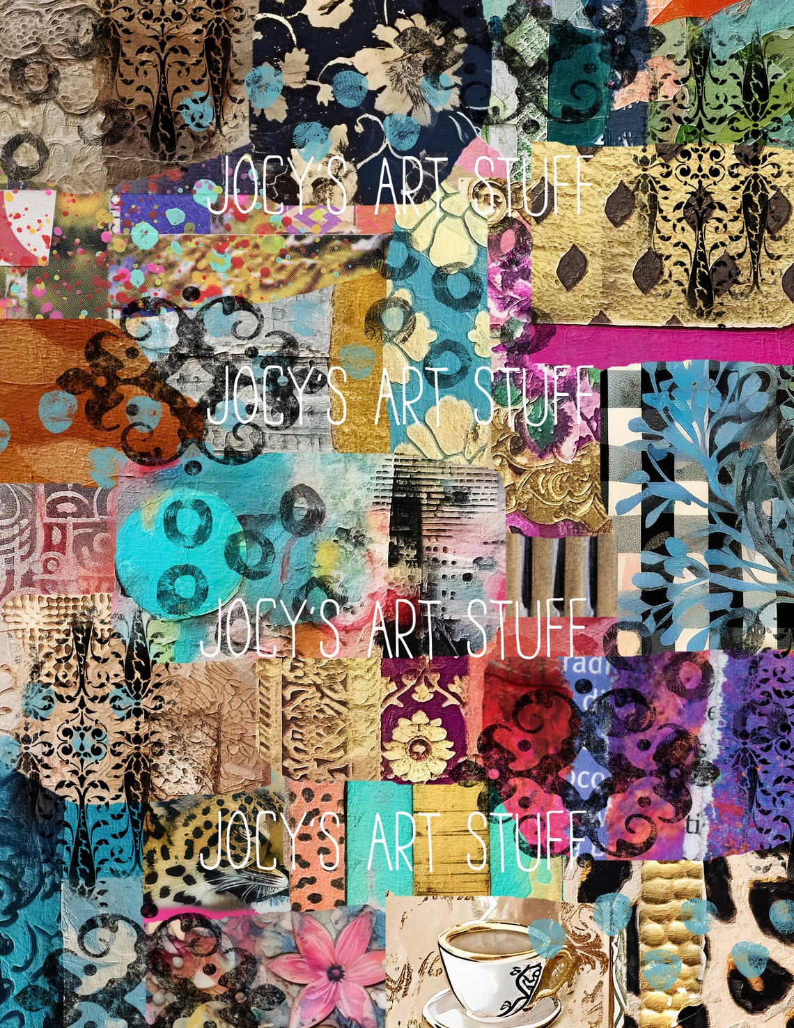 Digital Collage Backgrounds, Collage Tear Sheets, Printable Papers ...