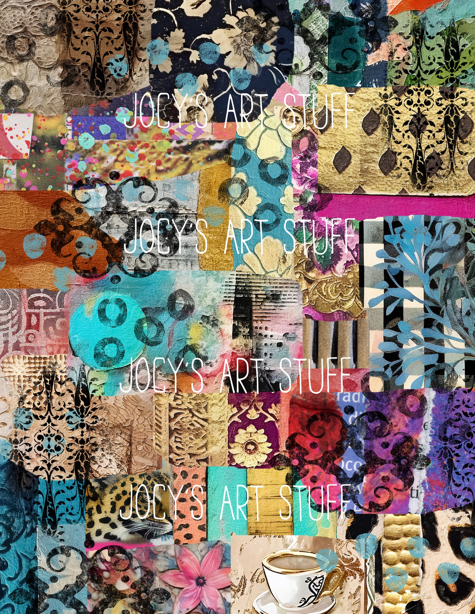 Digital Collage Backgrounds, Collage Tear Sheets, Printable Papers ...
