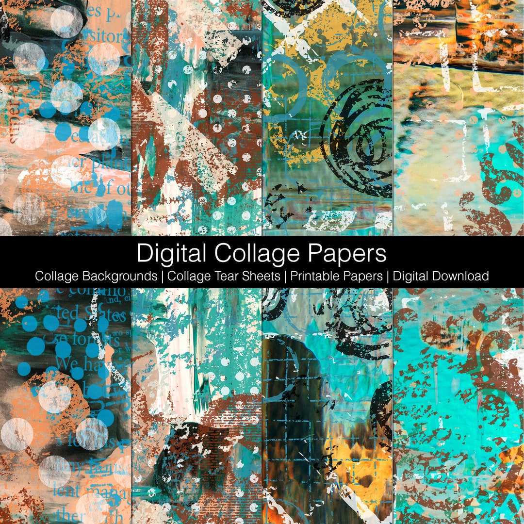 Digital Collage Backgrounds | Collage Tear Sheets | Printable Papers ...