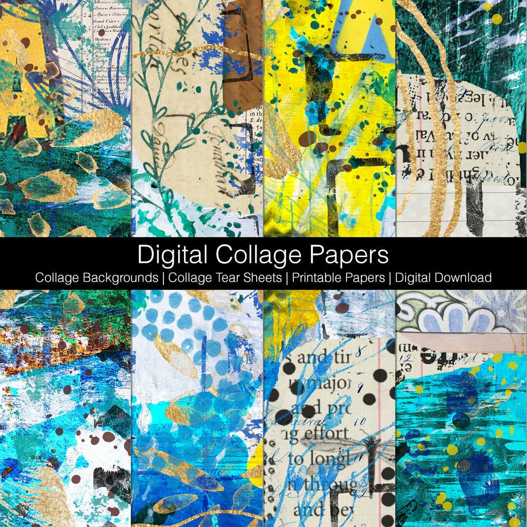 Digital Collage Backgrounds | Collage Tear Sheets | Printable Papers ...