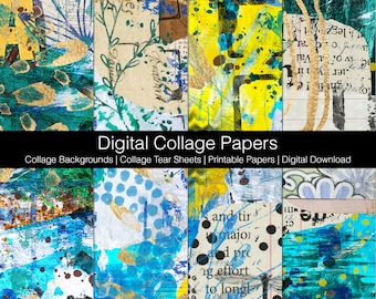 Digital Collage Backgrounds Collage Tear Sheets Printable Papers ...