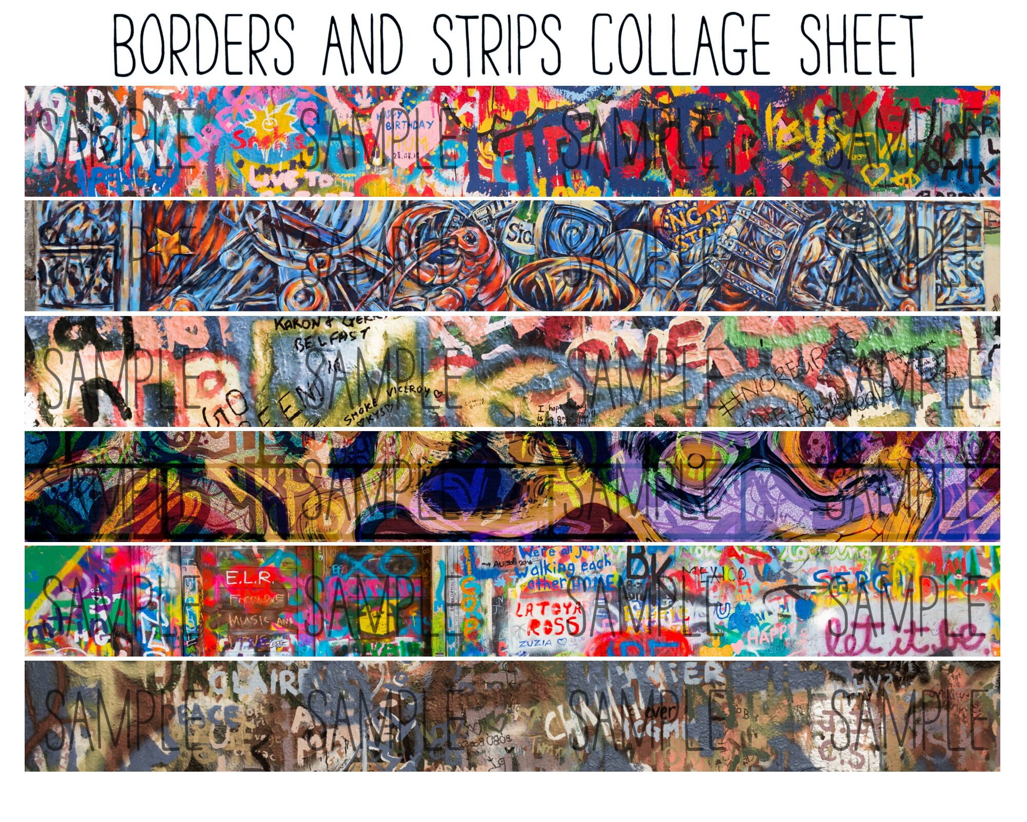 Digital Washi Tape Borders and Strips Collage Sheets Junk - Etsy