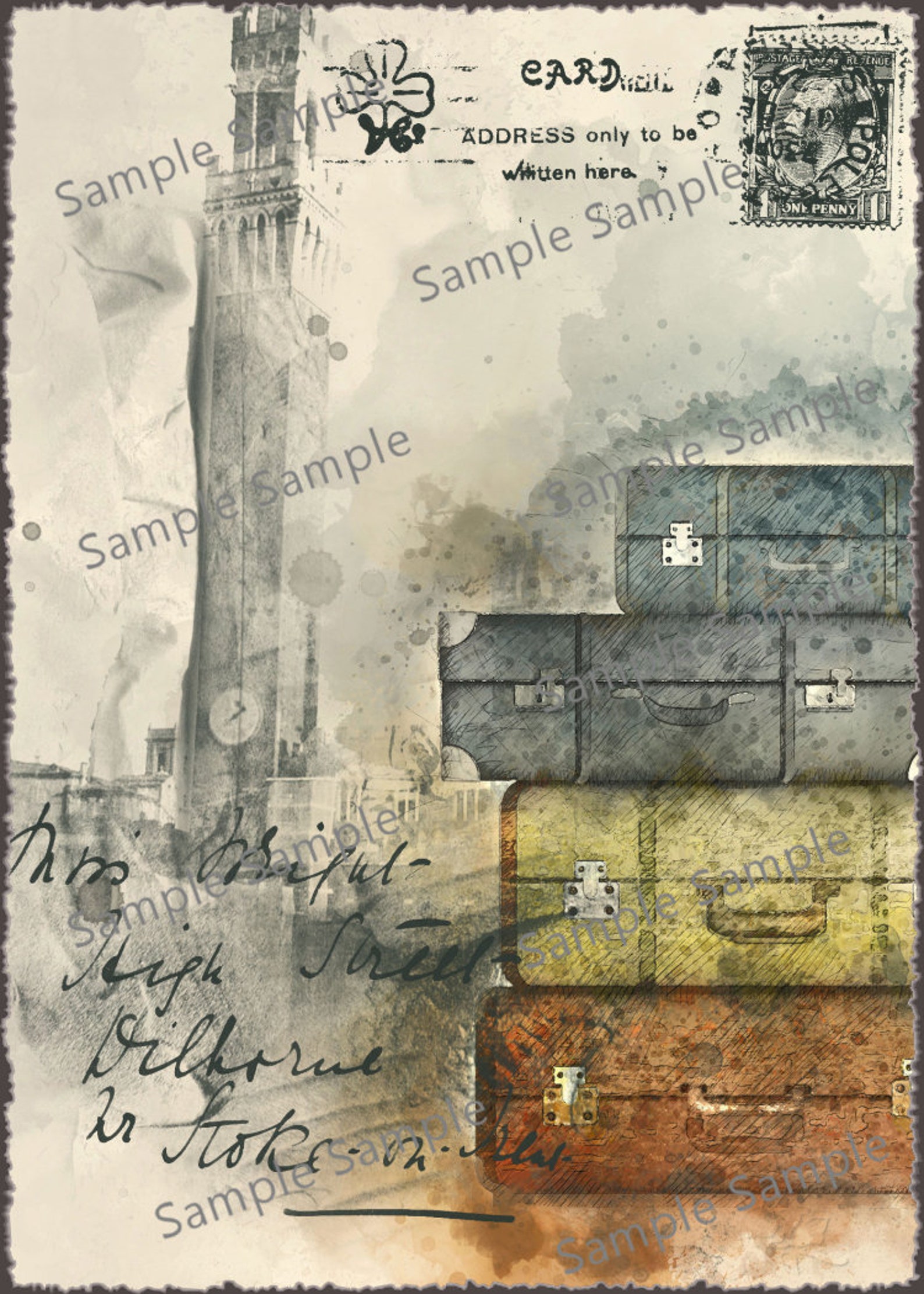 ATC Sized Collage Sheet Travels ATC Set Digital Download - Etsy