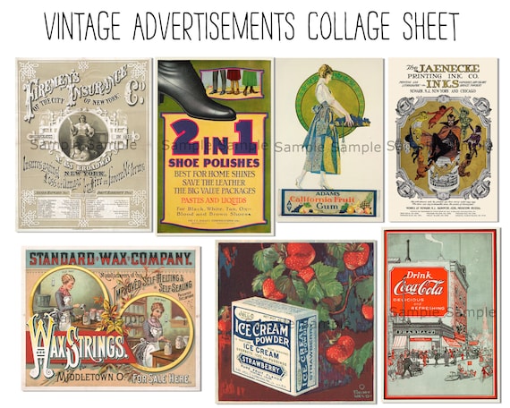 Vintage Advertisements Collage Sheet Digital Download - Etsy