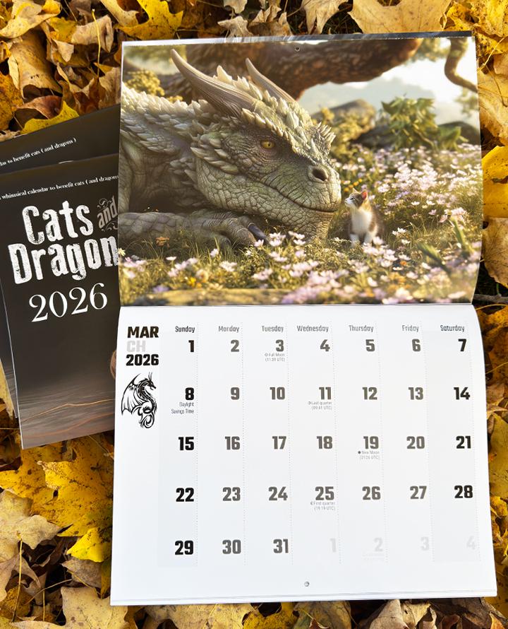 2026 Cats & Dragons Wall Calendar - Etsy
