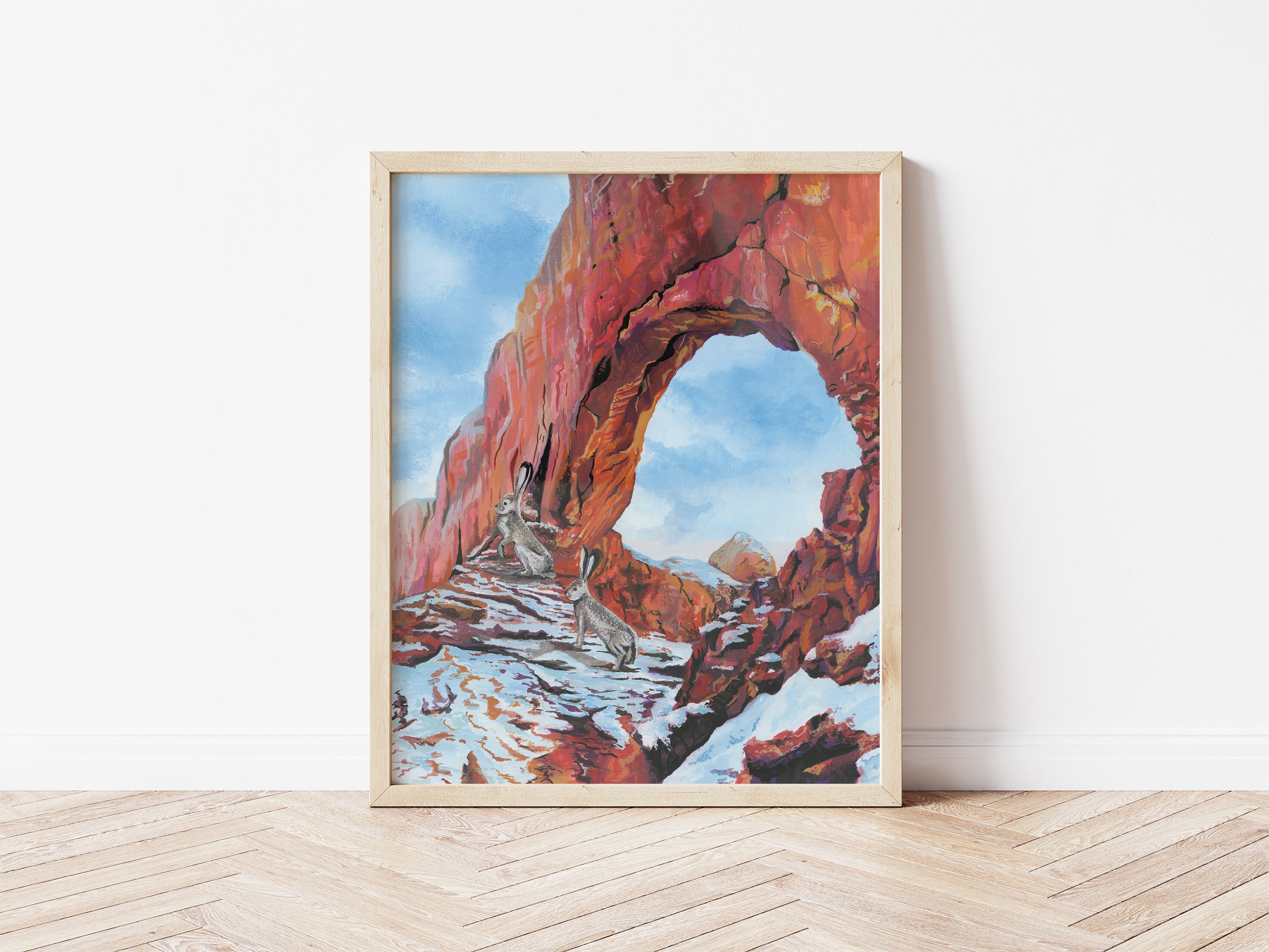 Moab Painting Snow Desert Art Original Gouache Desert Painting - Etsy