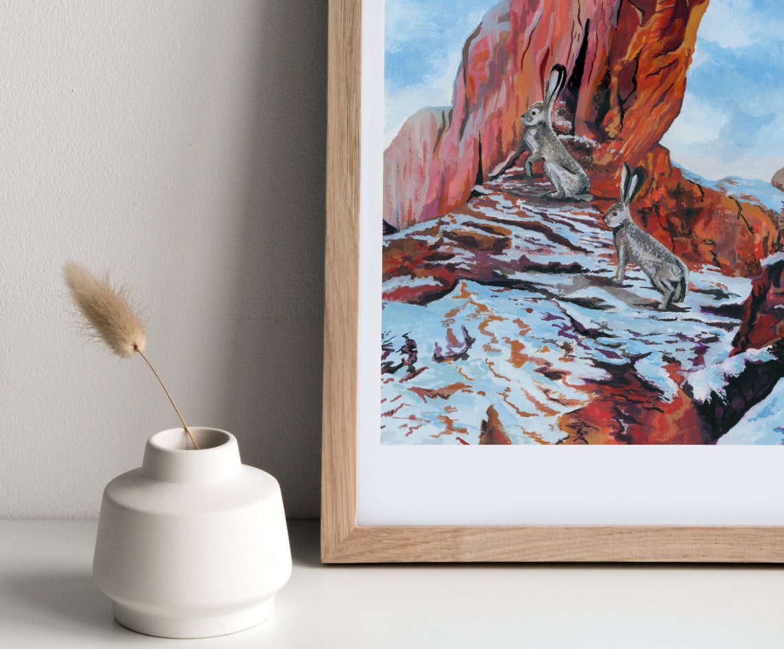 Moab Painting Snow Desert Art Original Gouache Desert Painting - Etsy
