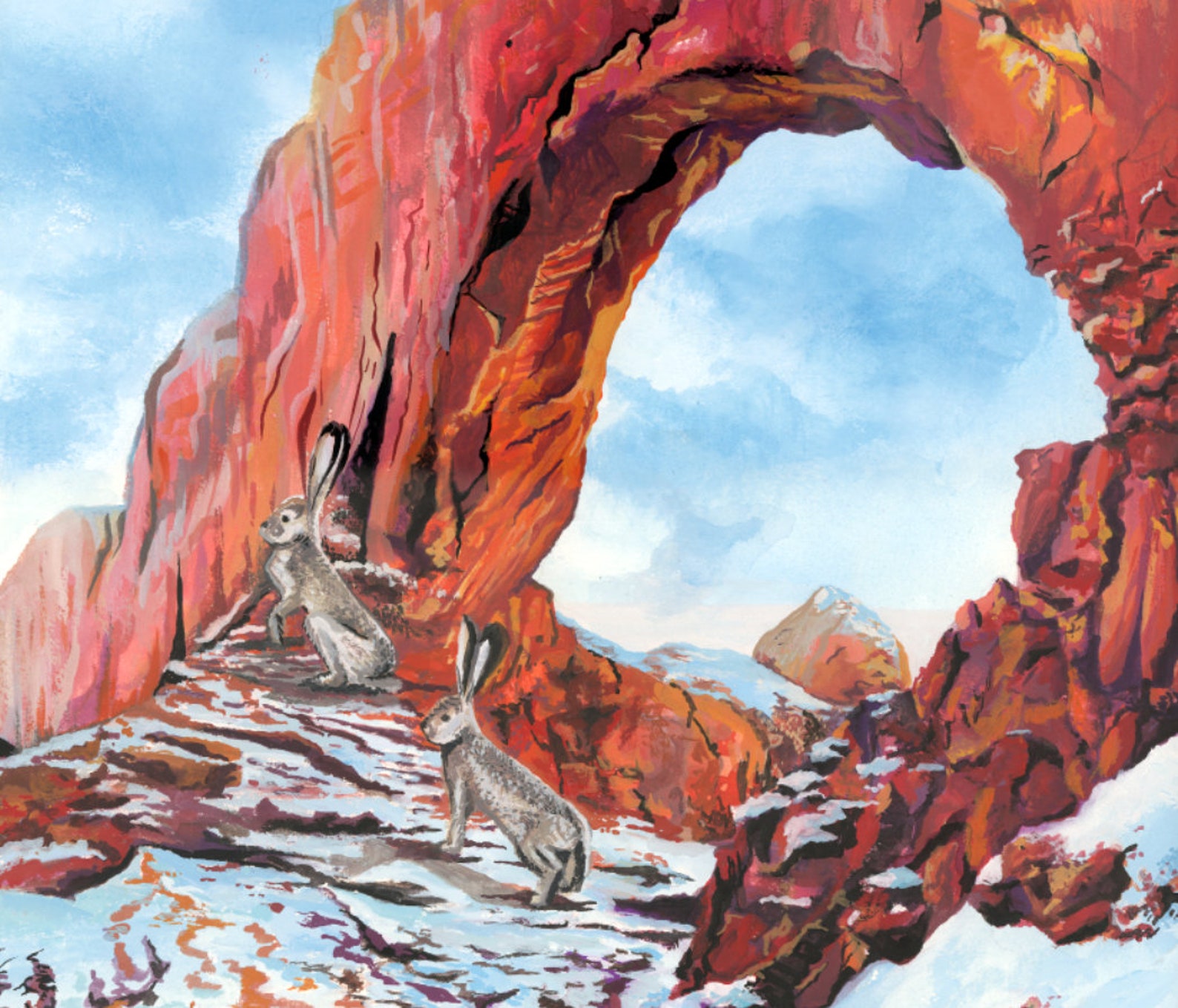 Moab Painting Snow Desert Art Original Gouache Desert Painting - Etsy