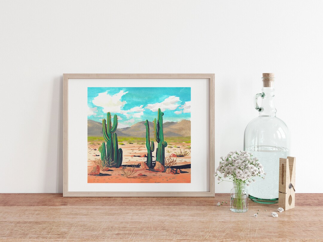 Gouache Desert Painting, Sedona Arizona Print, Cactus Print - Etsy