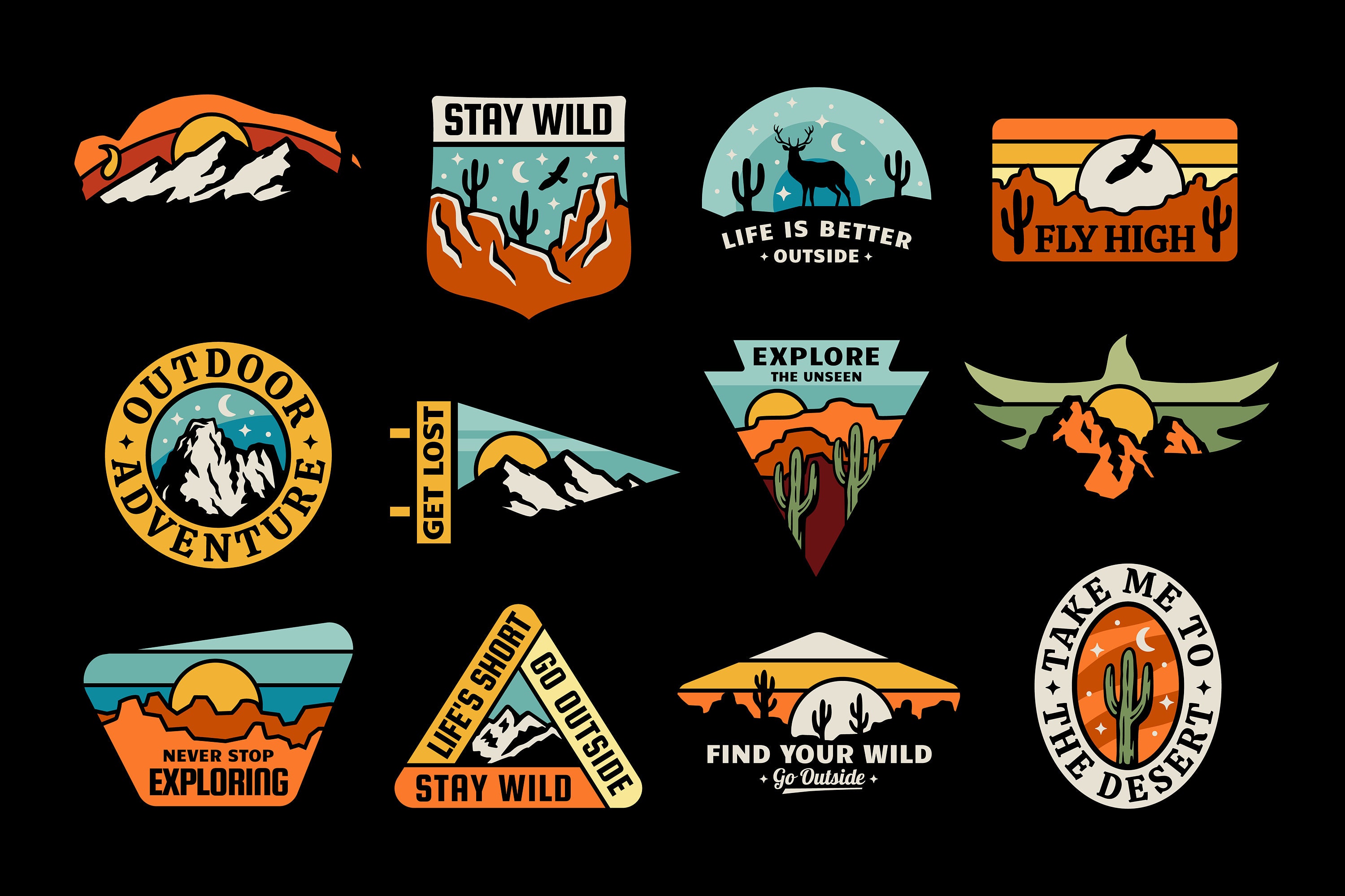 Outdoor Adventure Vector Badge Set, Outdoor Sports Sticker, Outdoor ...