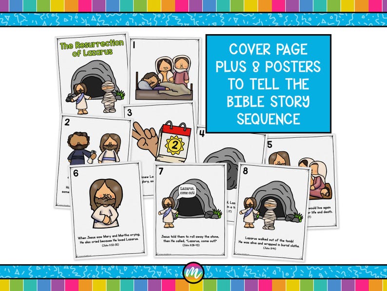 Lazarus Bible Story Posters | Sequence Lazarus Coloring Pages for ...