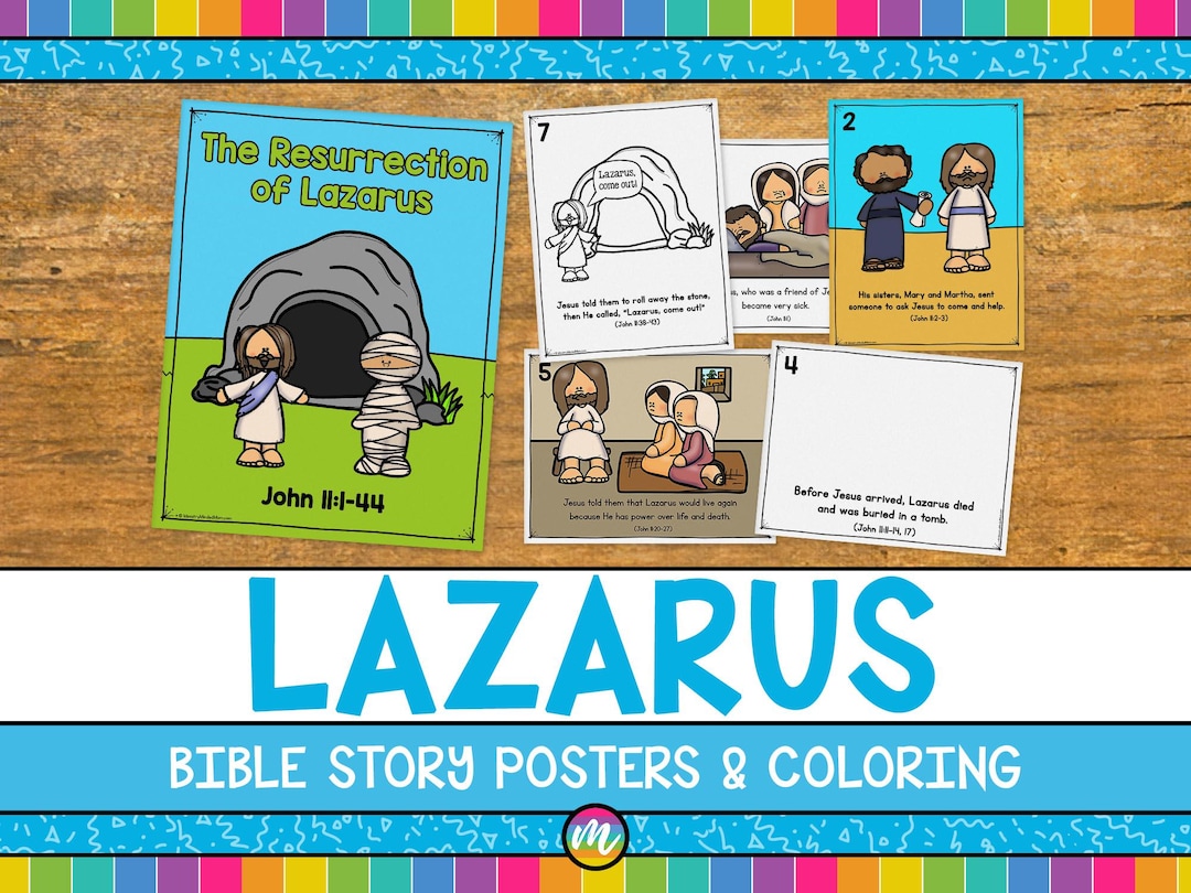 Lazarus Bible Story Posters | Sequence Lazarus Coloring Pages for ...