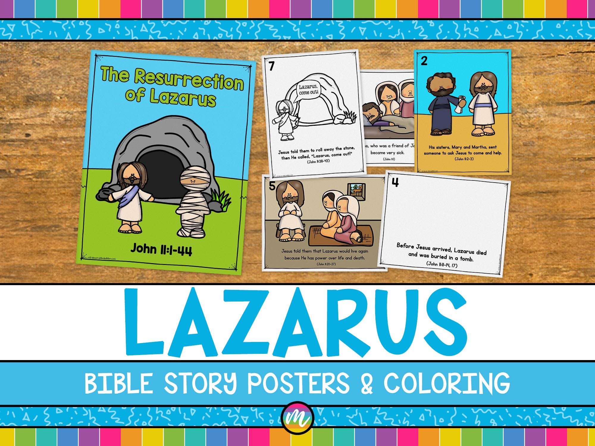 Lazarus Bible Story Posters | Sequence Lazarus Coloring Pages for ...